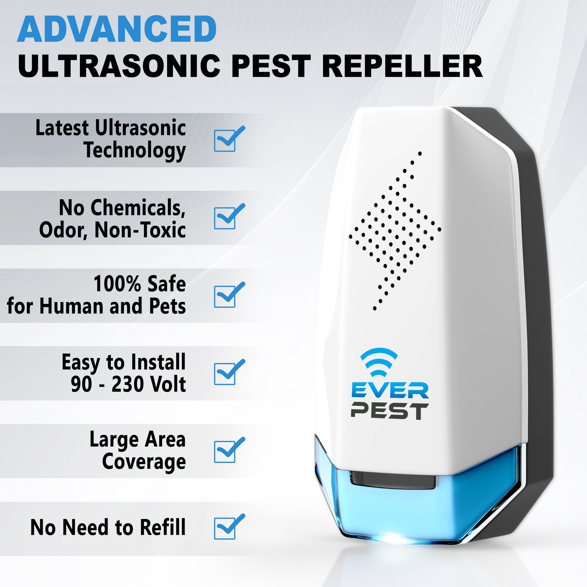 Lightning Pest Repeller 2 Pack. Control Device for Insects and Rodents